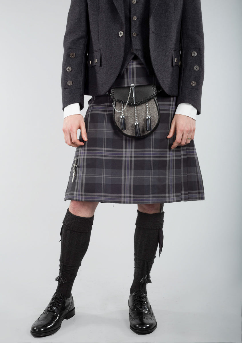 Men's Polyviscose 8 Yard Kilt - Persevere Flint Grey Tartan – KILT SOCIETY™