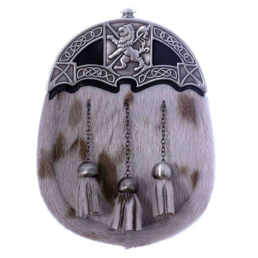 Full Dress Sporran - Lion and Saltire Design - Light Grey Seal Skin ...