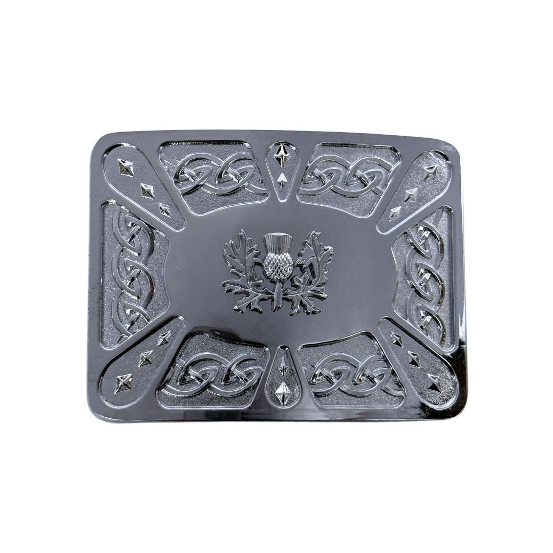 Contemporary Celtic Kilt Buckle - Thistle - Chrome Finish – KILT SOCIETY™